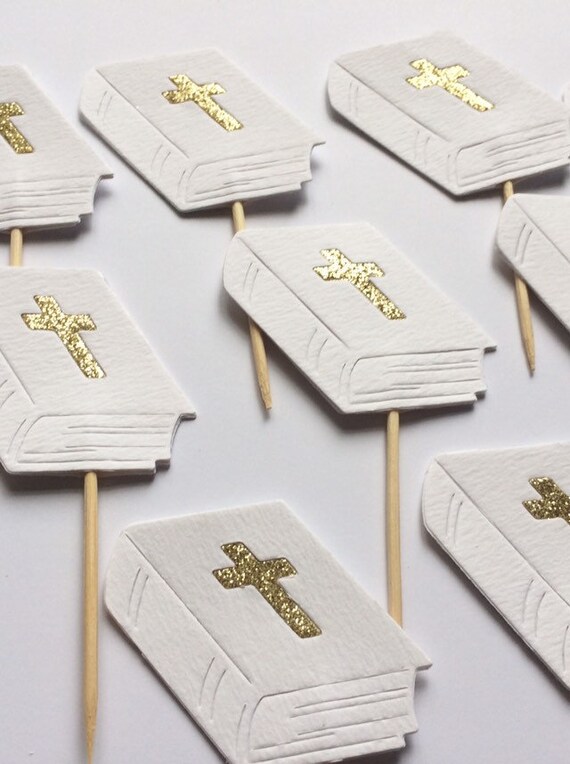 Christening Cake Topper 12 Bible Cupcake Toppers Baby Boy Baby - Etsy UK