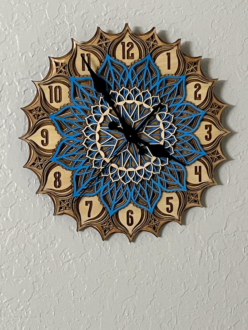Wooden Layered Mandala Clock - Etsy