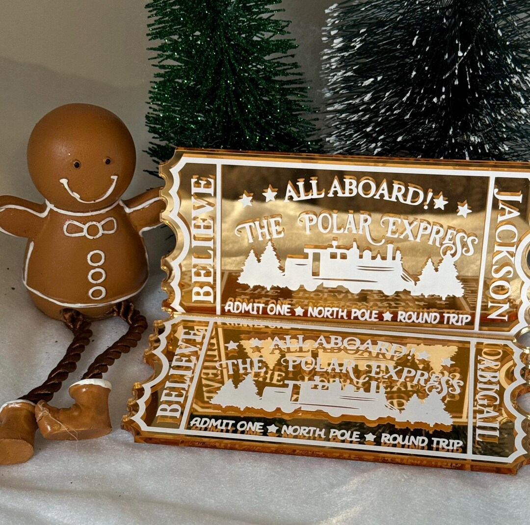 Personalised Polar Express Gold Acrylic Ticket-christmas Keepsake-train ...