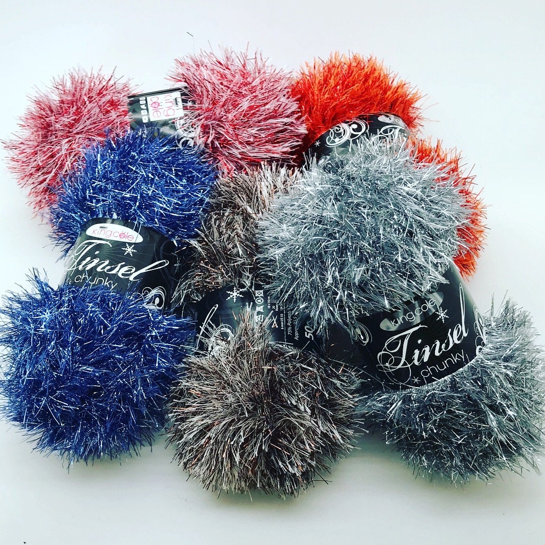 King Cole Tinsel Chunky Sparkle Furry Soft Eyelash Knitting Wool Yarn ...