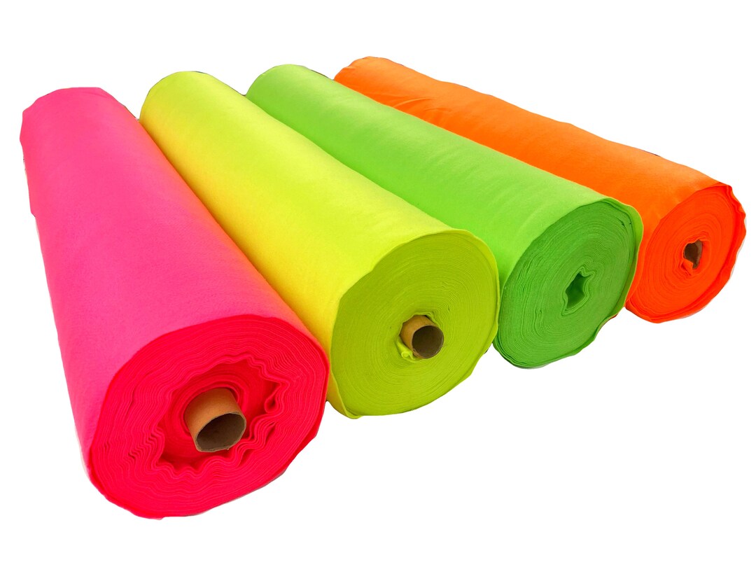 Fluorescent Neon 1.5mm Craft Felt Polyester Fabric Plain Colour 100cm ...