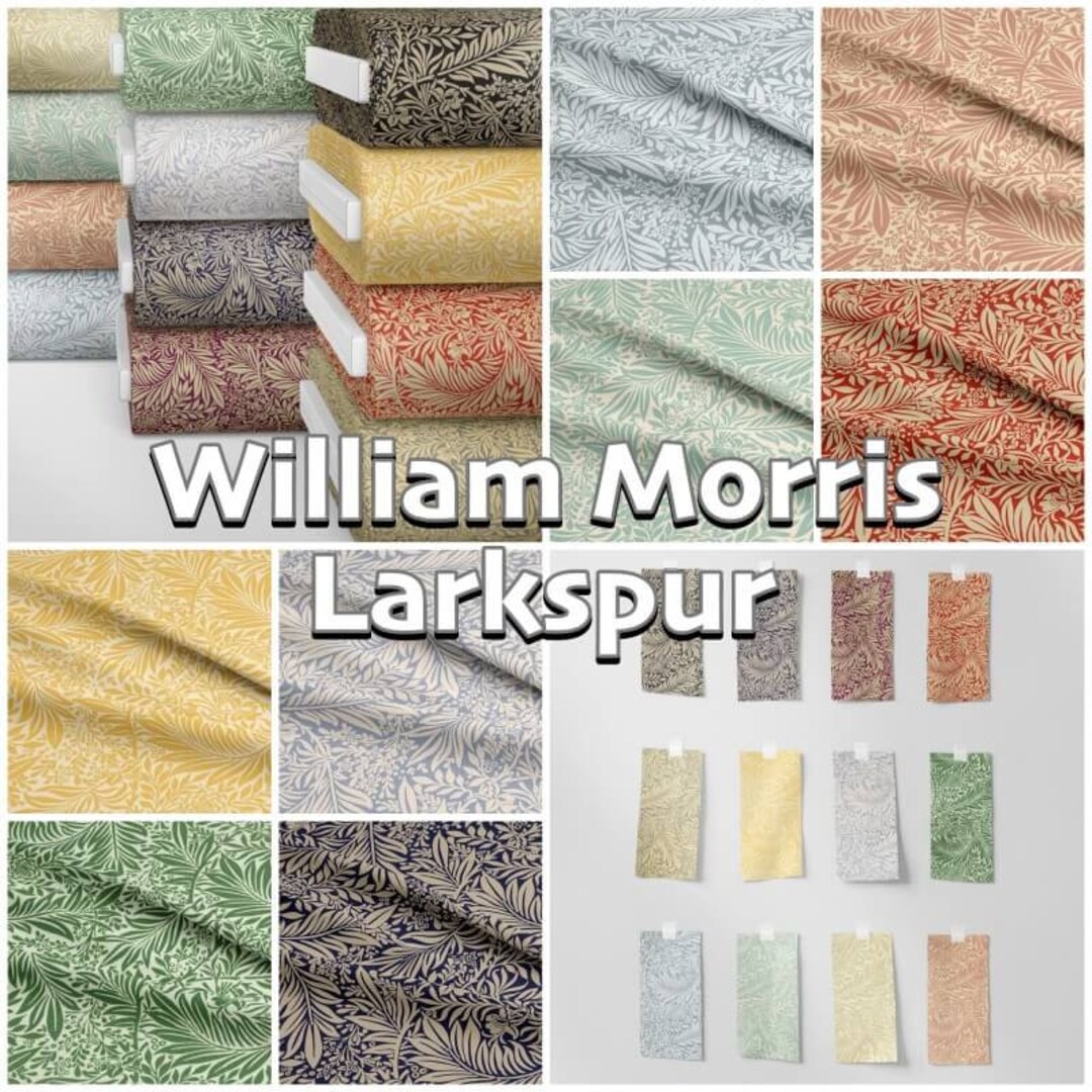 William Morris Larkspur Cotton Fabric Floral Leaf Cottage Dressmaking ...