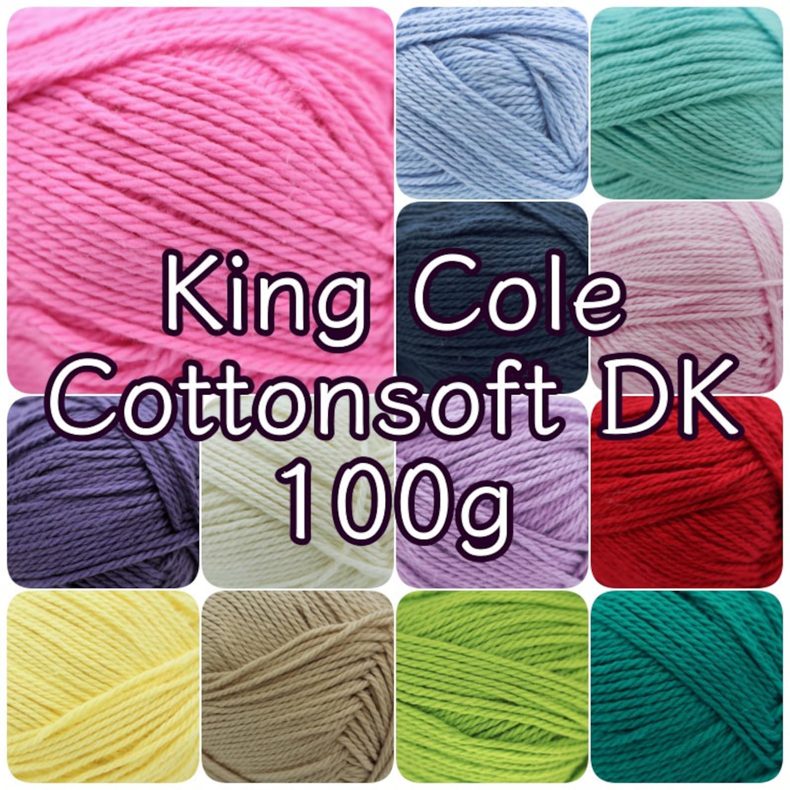 King Cole Cottonsoft DK Double Knit Cotton Knitting Crochet Yarn 100g ...