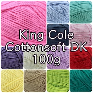 King Cole Cottonsoft DK Double Knit Cotton Knitting Crochet Yarn 100g Ball - Etsy UK