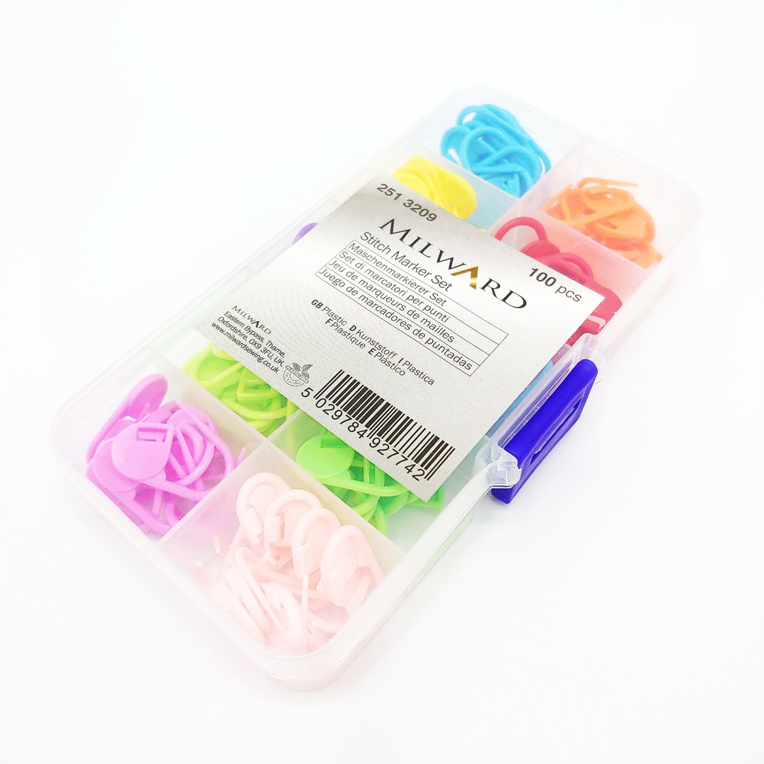 Milward Stitch Marker Set 100 Pieces Flexible Plastic Locking Knitting ...