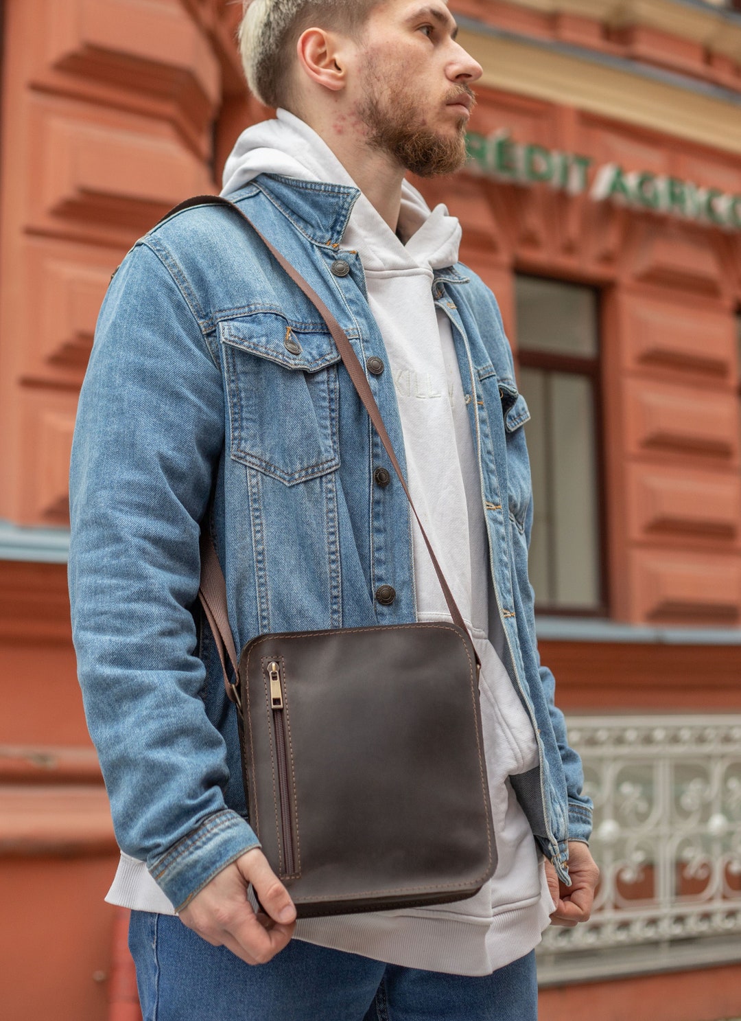Men's Personalized Bag, Leather Men Bag, Men's Crossbody Bags, Mens ...
