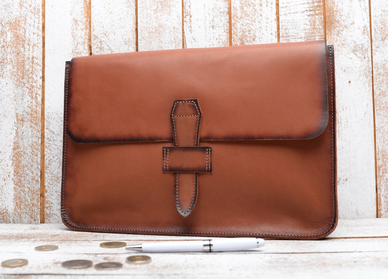 Leather portfolio laptop case tablet case leather folder | Etsy