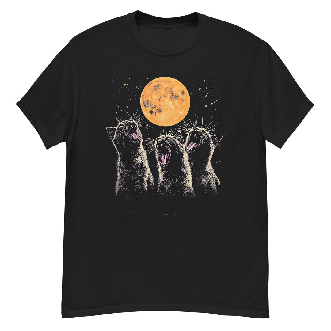 3 Headed Cat Meme Hiss Meowing Full Moon Phase Shirt - Etsy Canada