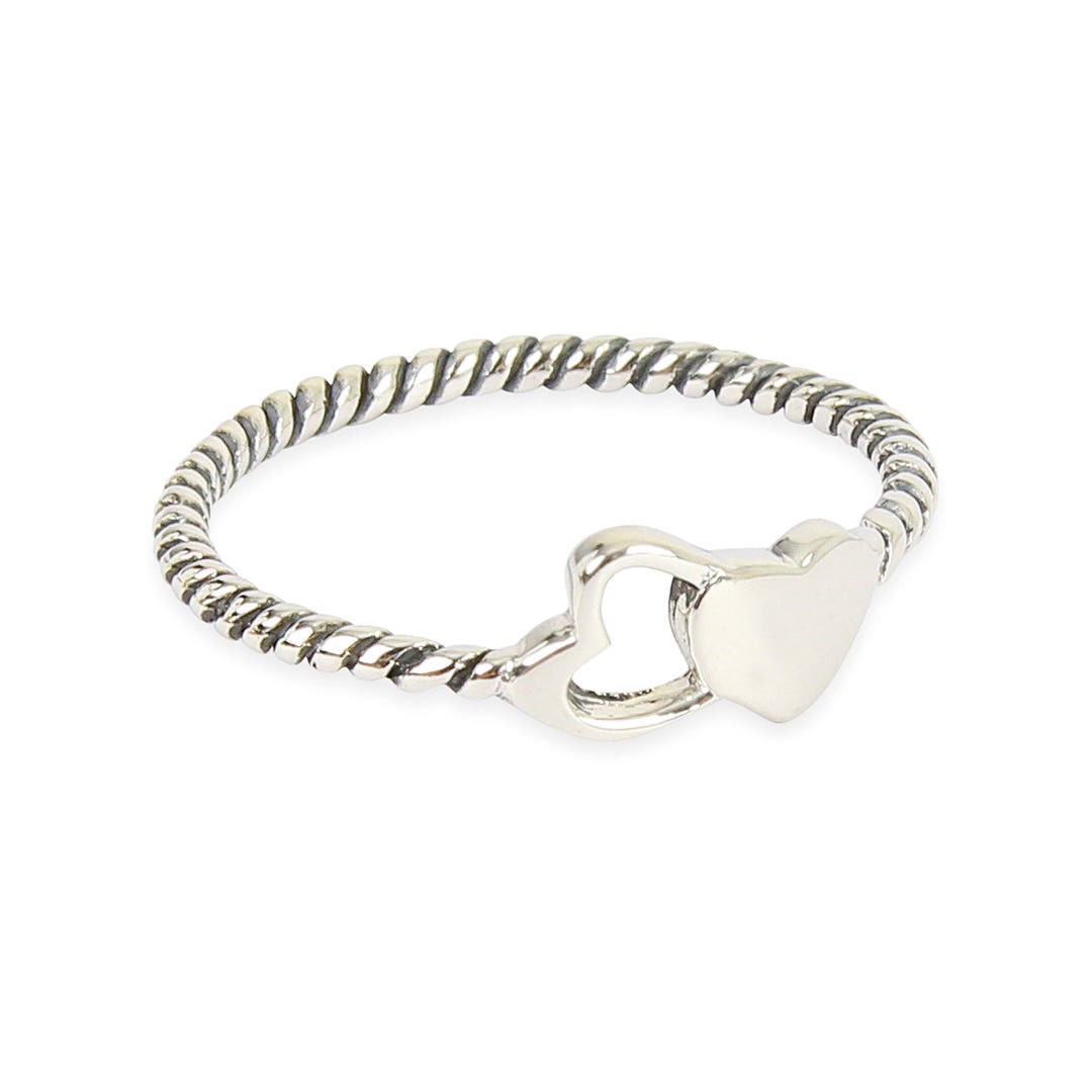 Solid 925 Sterling Double Heart Stacking Ring in Sizes G-Z/20 Different ...