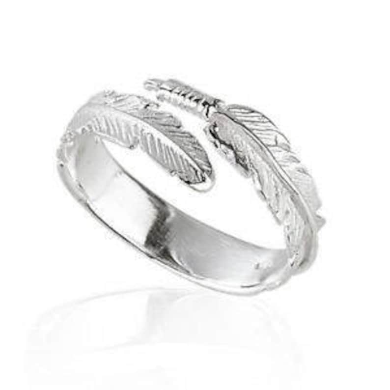 925 Sterling Silver Angel Wing Feather Adjustable Ring Size - Etsy