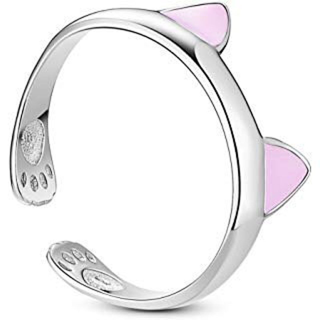925 Solid Sterling Silver Pink Cats Ears Toe Ring - Etsy