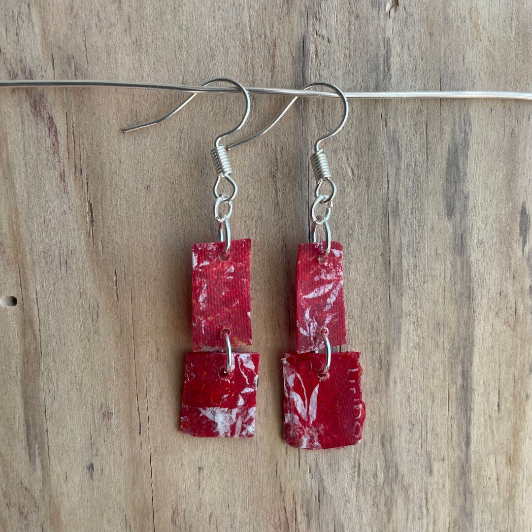 Lindt Lindor Earrings - Recycled Plastic Sweet Wrappers - Red Earrings ...