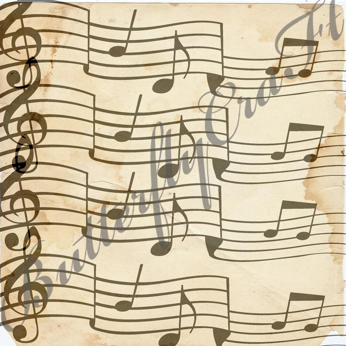 Music notes scrapbook paper vintage music digital paper | Etsy