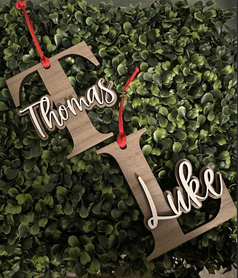 Personalized Name Wood Letter Christmas Ornament Laser Cut Christmas ...