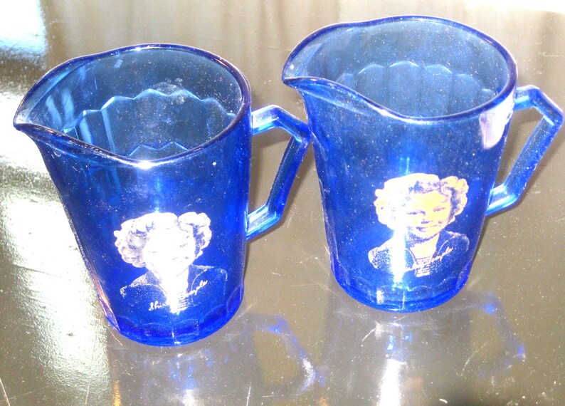 Vintage Cobalt Blue Shirley Temple Pitchers / Creamers Lot of 2 ...