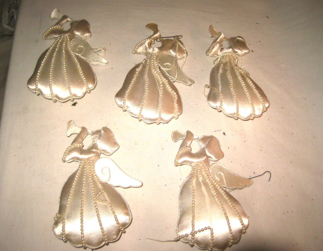 Satin and Pearl Angels Tree Ornaments Lot of 5 [cl1021b] - Etsy