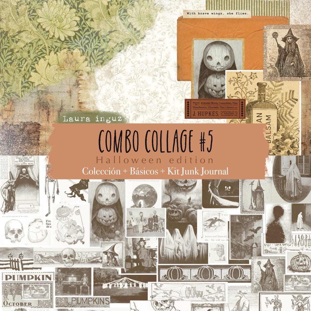 COMBO Collage 5. Collection Basics Junk Journal Kit. Digital Patterned ...