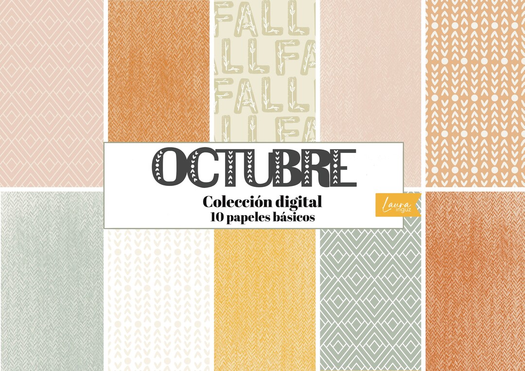Basic OCTOBER. 10 Decorated Papers to Print. Scrapbook, Cardmaking ...