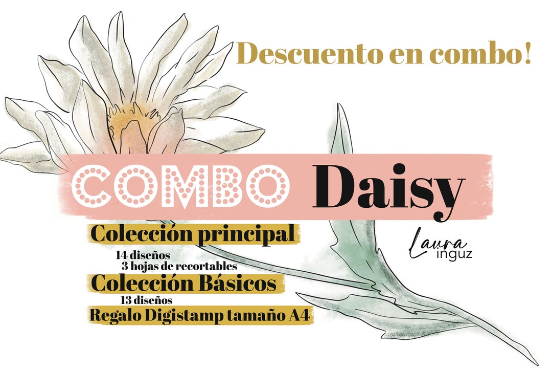 COMBO Daisy. Collection + Basics 27 Decorated Papers + GIFT + Cut-outs ...