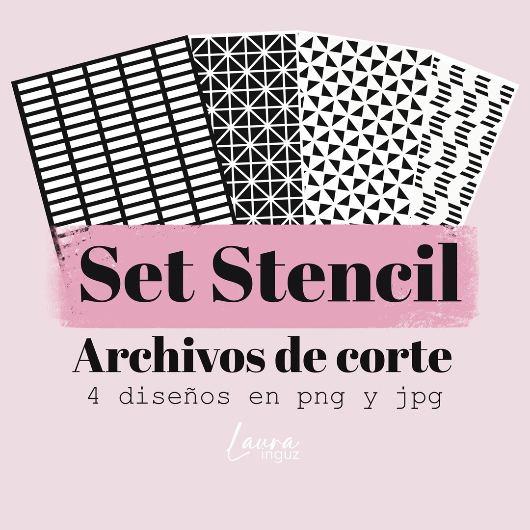 Set STENCIL #6 Cut File 4 Files - PNG and Jpg Cutting File - Digidie ...