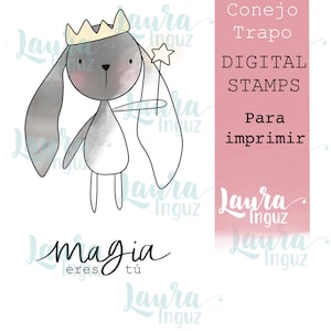 RAG RABBIT Digital Stamp to PRINT. Scrapbooking and Cardmaking for ...