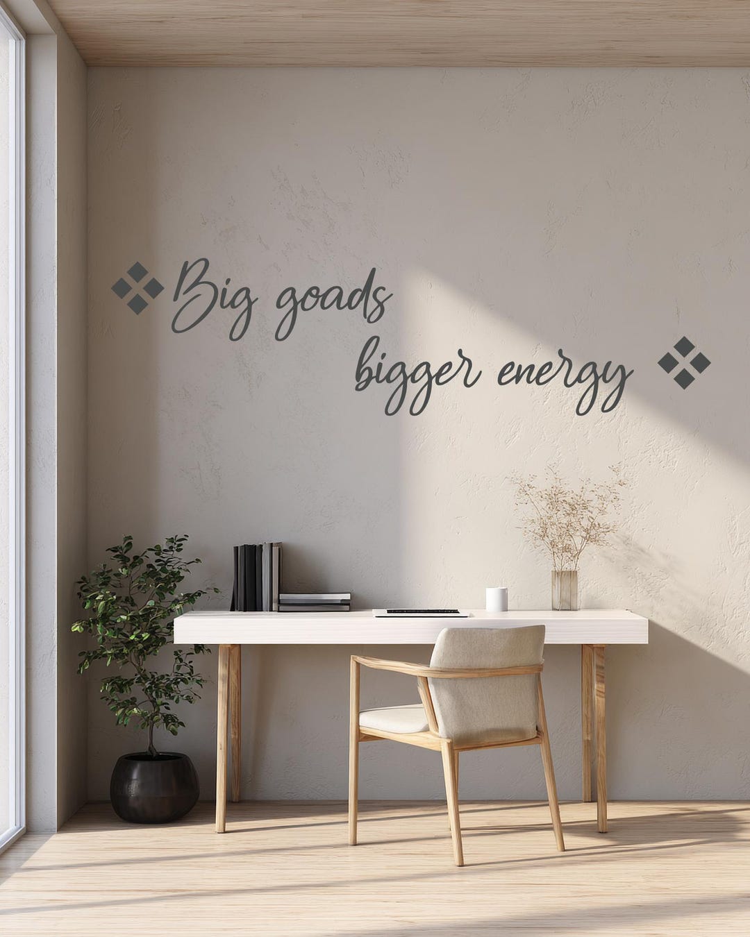 Motivational Office Wall Decal, Big Goals Bigger Energy, Work From Home ...