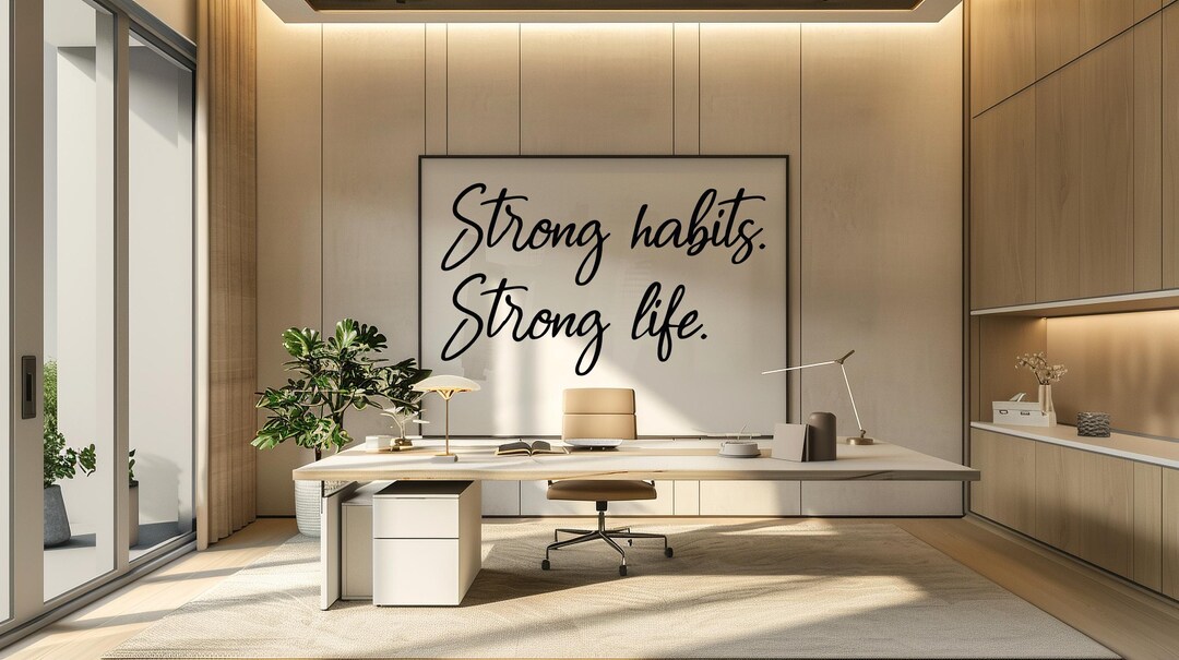 Strong Habits Strong Life Wall Decal, Motivational Quote, Gym Office ...