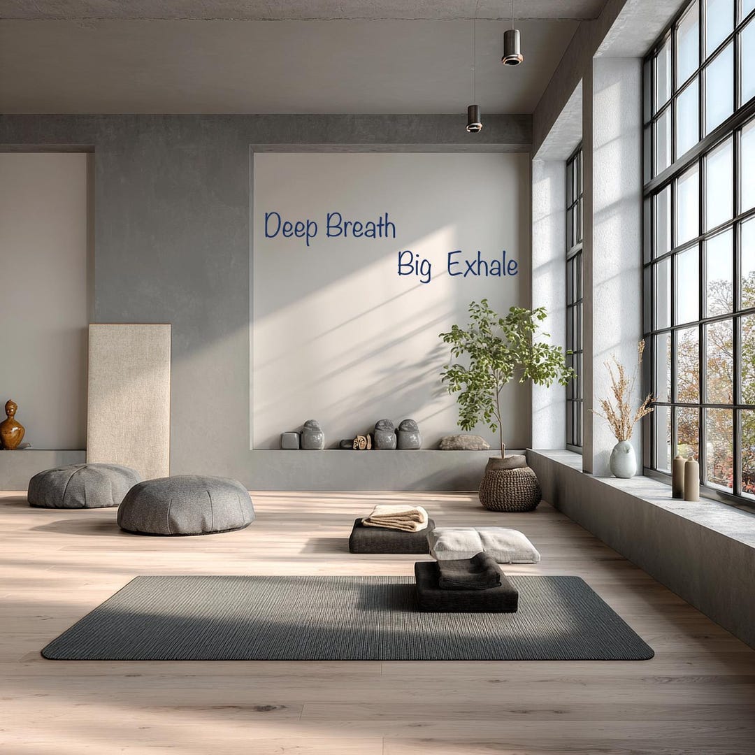 Deep Breath Big Exhale Wall Decal, Yoga Studio Decor, Meditation Room ...