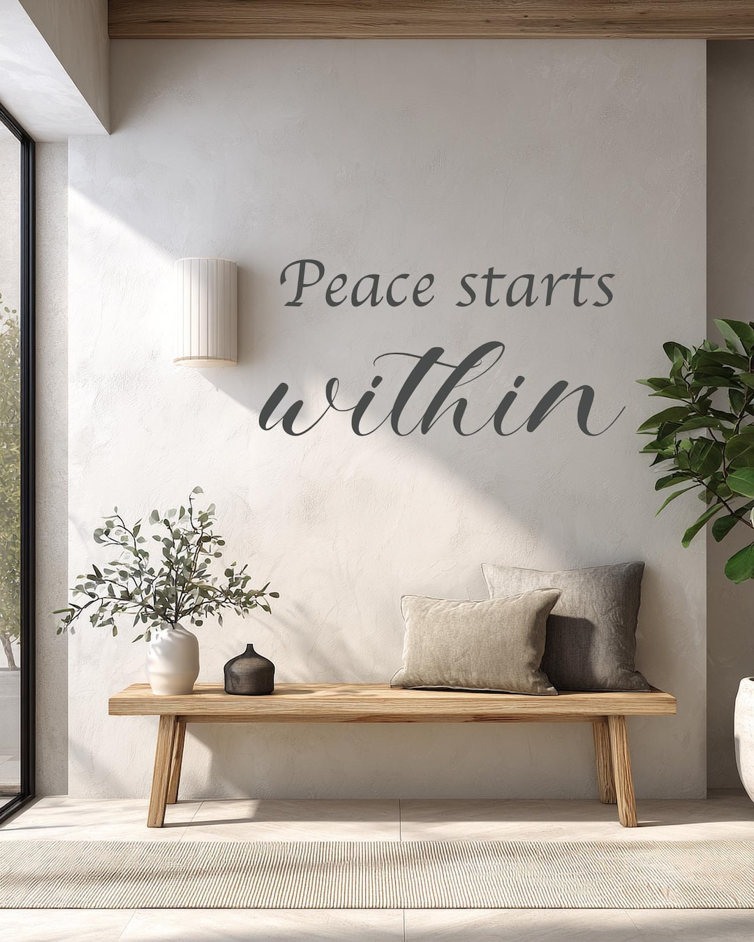 Peace Starts Within Motivational Wall Decal, Zen Yoga Studio Decor ...