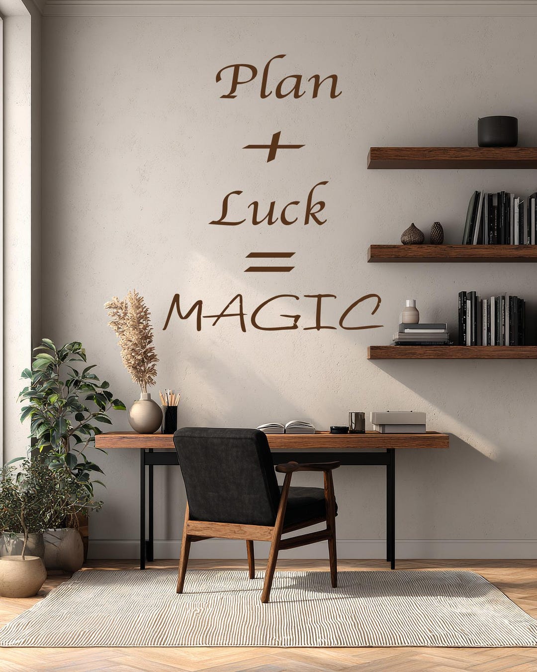 Plan Luck Magic Wall Decal, Inspirational Office Decor #123 - Etsy