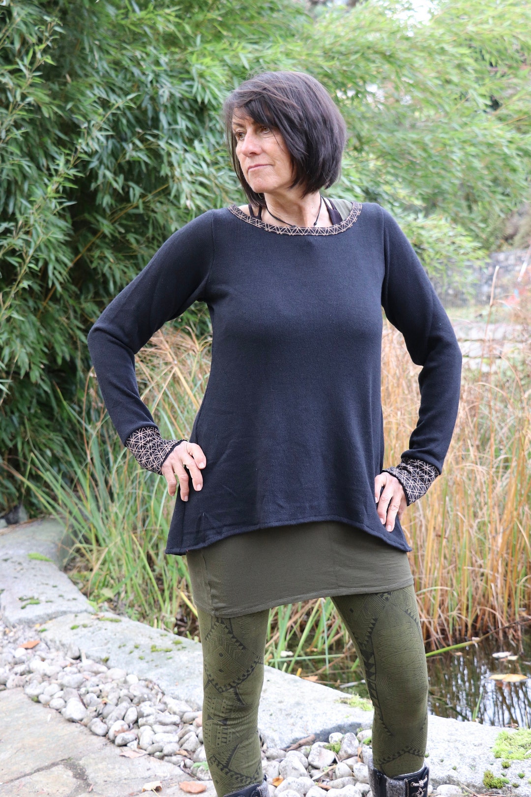 Sweater ADY BLACK With Flower of Life Print - Etsy