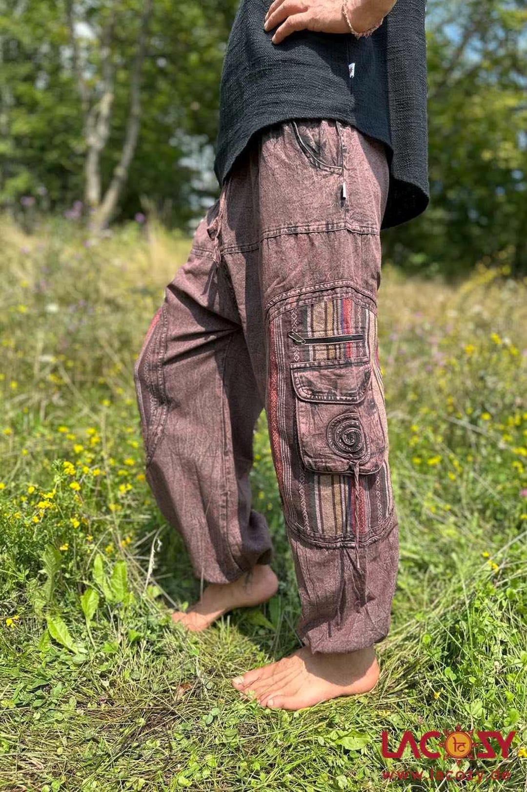 Harem Pants With Pockets and Spiral Goa Men's Hippie Leisure Pants With ...