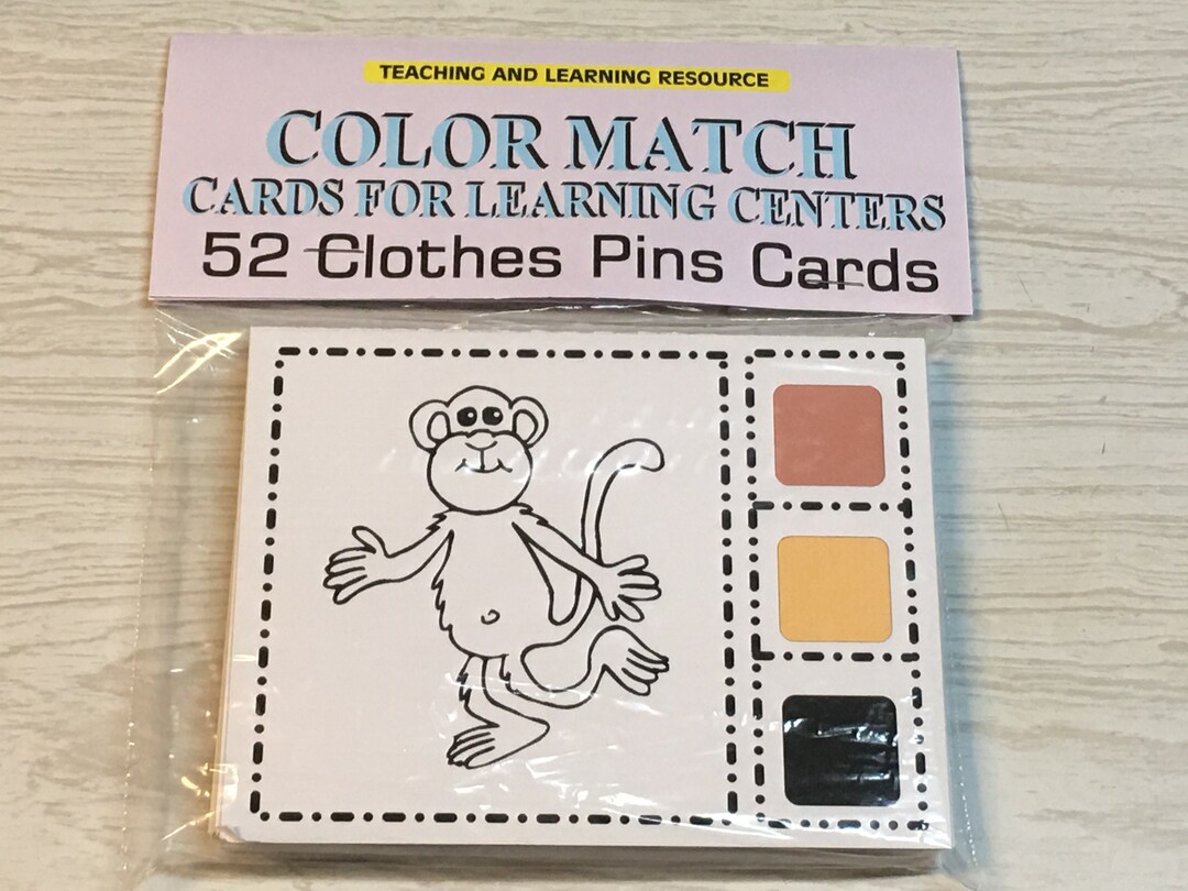 Color Match - Cards for Learning Center - 52 Clothes Pin Cards ...