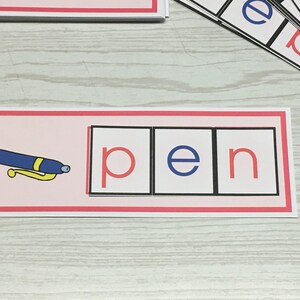 The Pink Series - Picture Strips With Movable Letters - Montessori ...