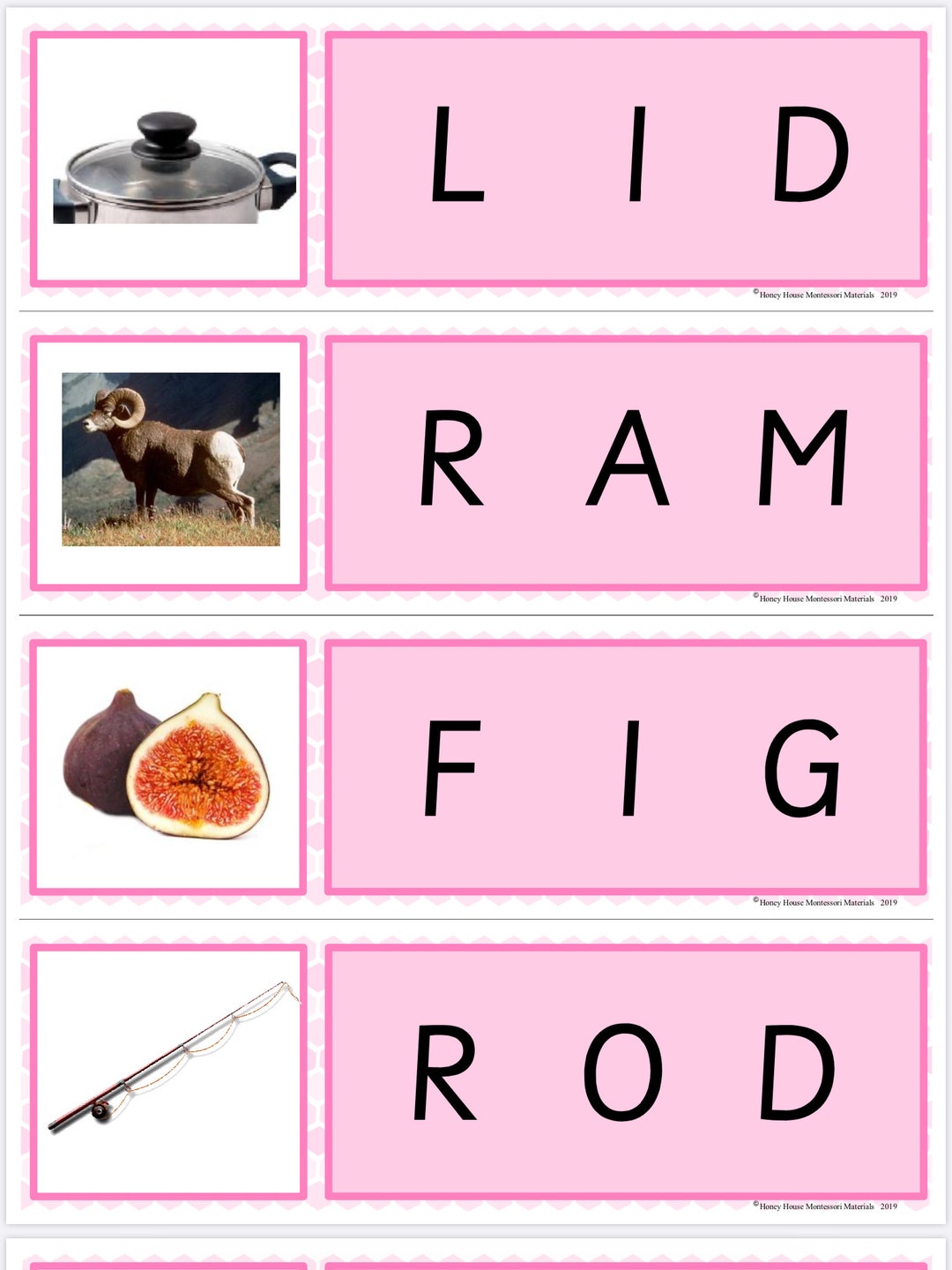 PINK SERIES | Montessori Activity - Pictures for Moveable Alphabet ...