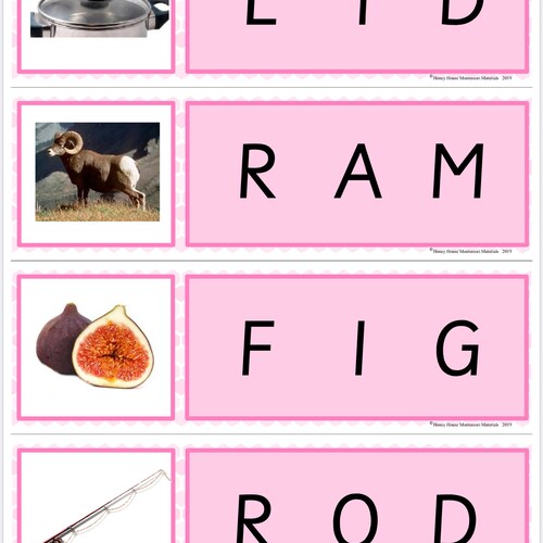 PINK SERIES Montessori Activity Word Lotto Educational - Etsy