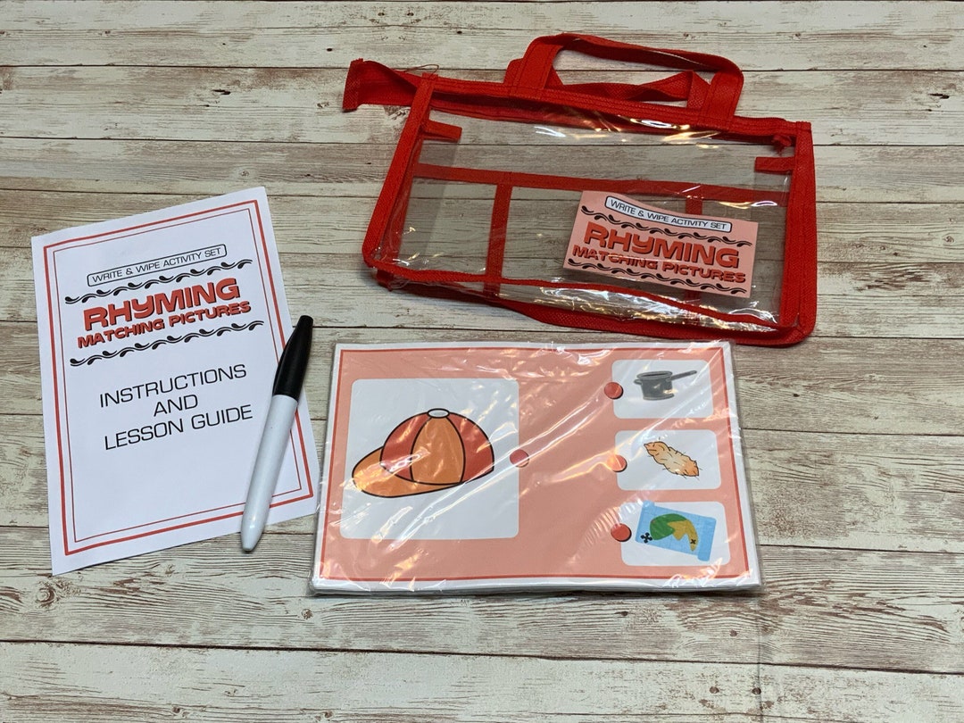 Write & Wipe Activity Set - Rhyming Matching Pictures - Etsy