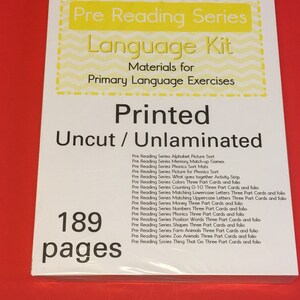 Pre Reading Series - Language Kit - Montessori Materials- (PRINTED ...