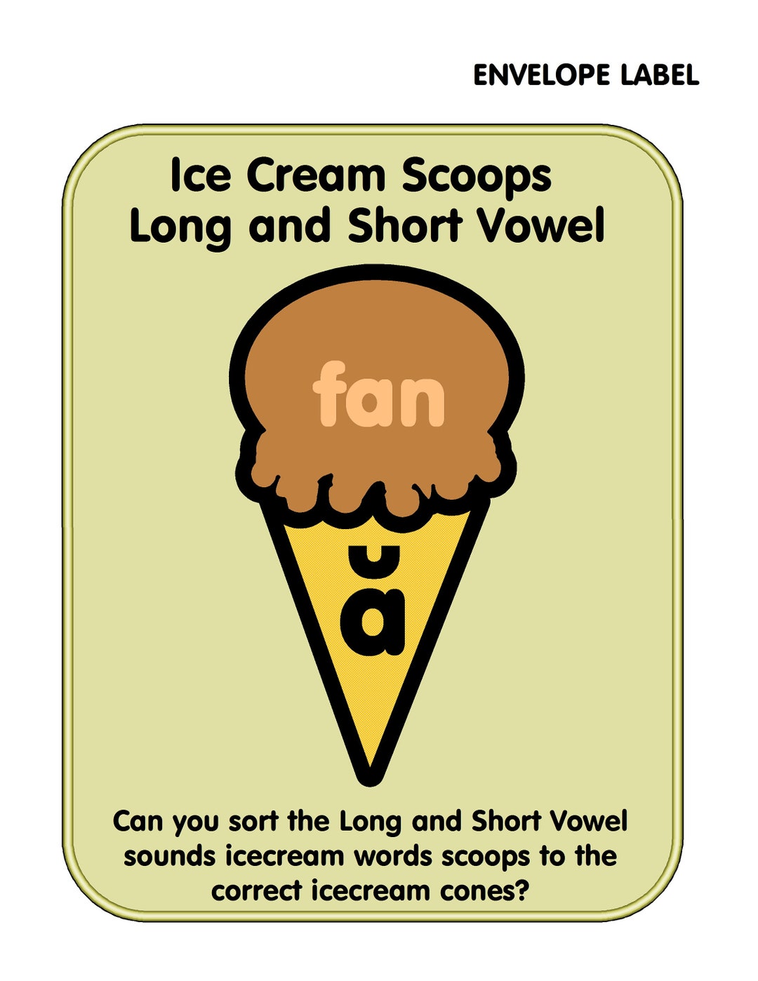 INSTANT DOWNLOAD - Ice Cream Scoops Vowel Sort - Activity Set for ...