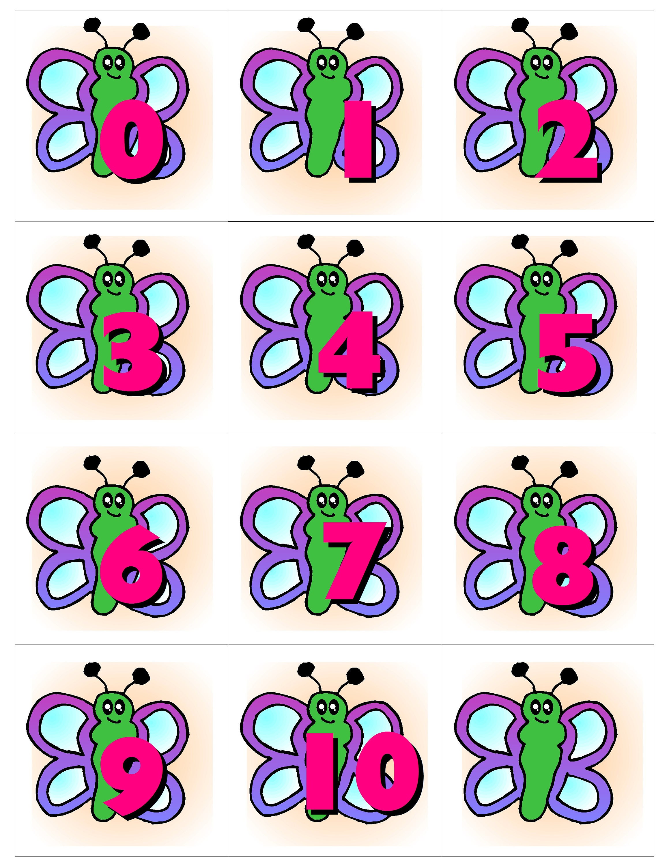 INSTANT DOWNLOAD -butterfly - 0-10 Number Cards - Activity Set for ...