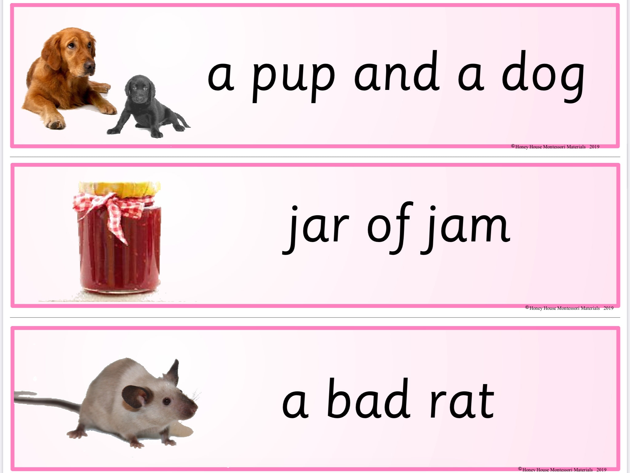 PINK SERIES Montessori Activity Reading Phrases Educational Material ...