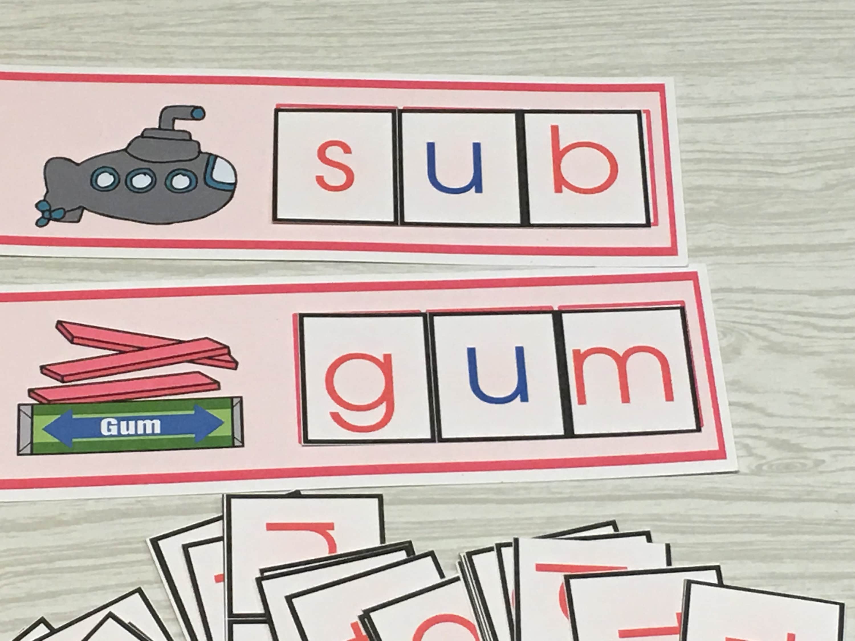 The Pink Series Picture Strips With Movable Letters Montessori Material ...