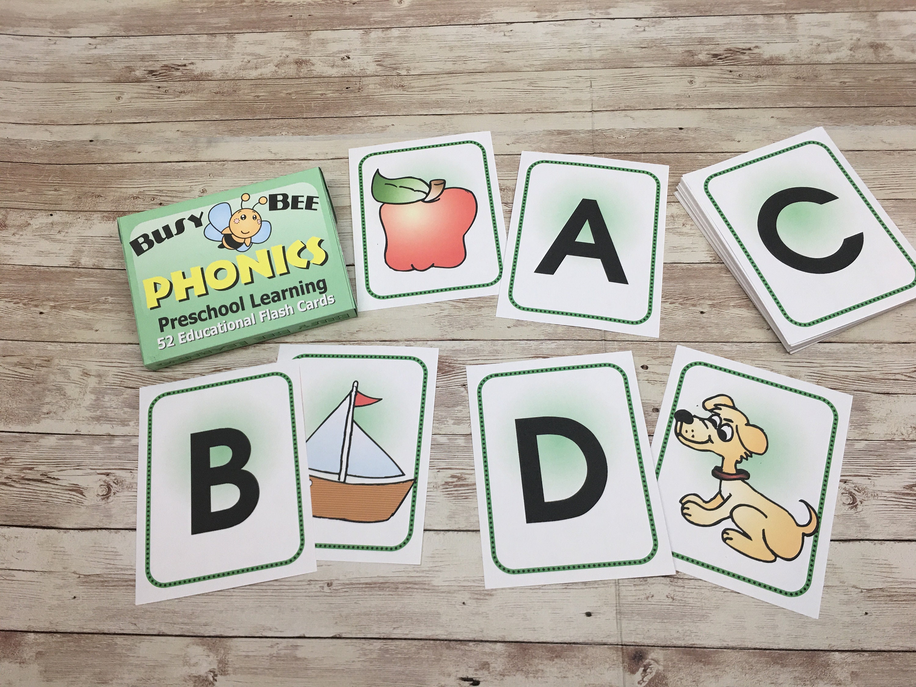 Phonics Busy Bee Preschool Learning 52 Educational Flash Cards - Etsy