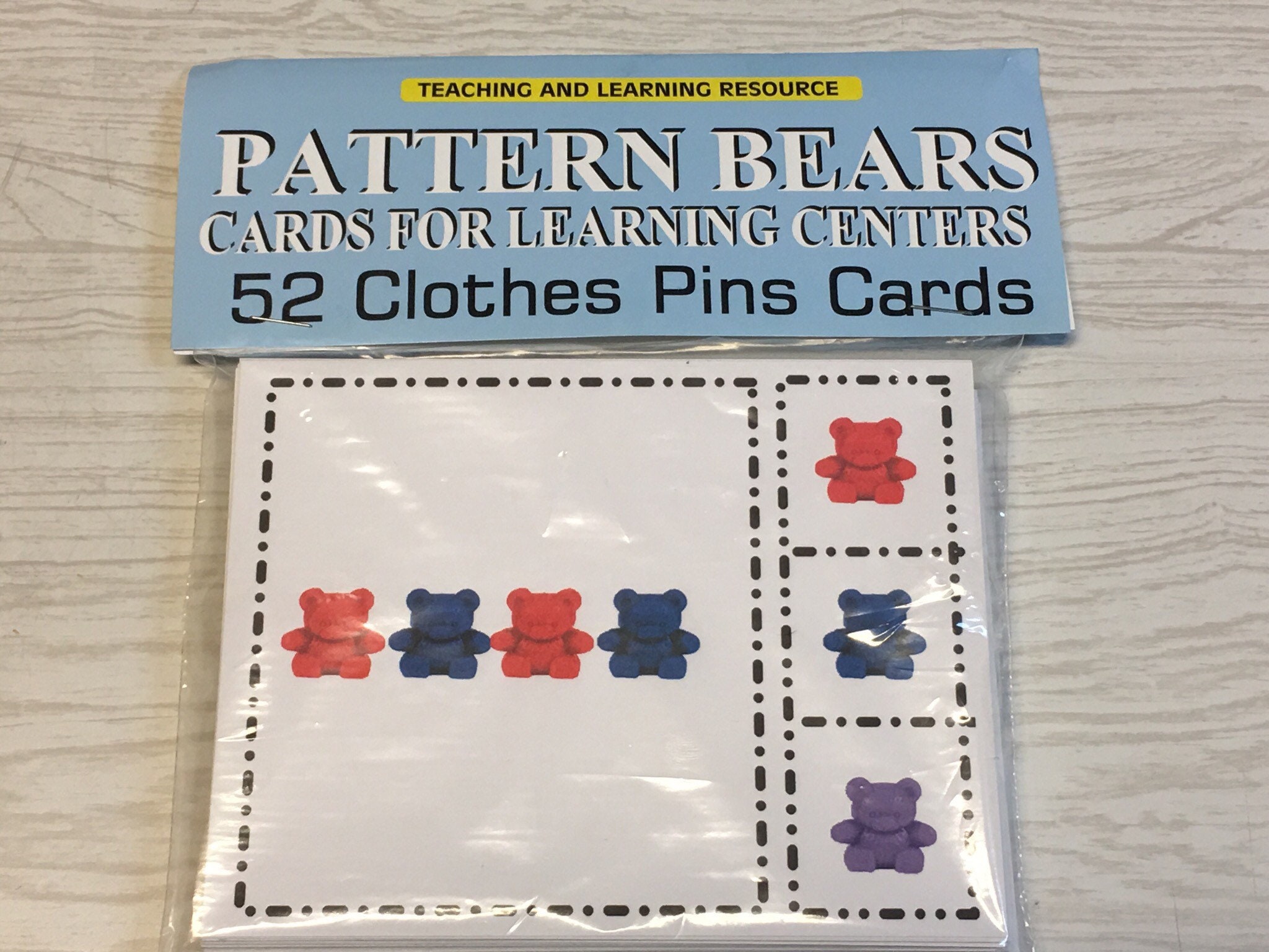 Pattern Bears Cards for Learning Center 52 Clothes Pin Cards Activity ...