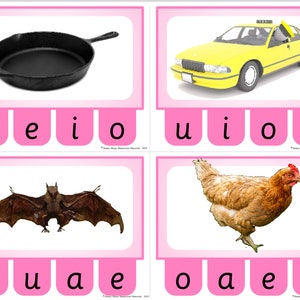 PINK SERIES - Vowel Sounds - Montessori Activity - 48 Clothespin Cards ...