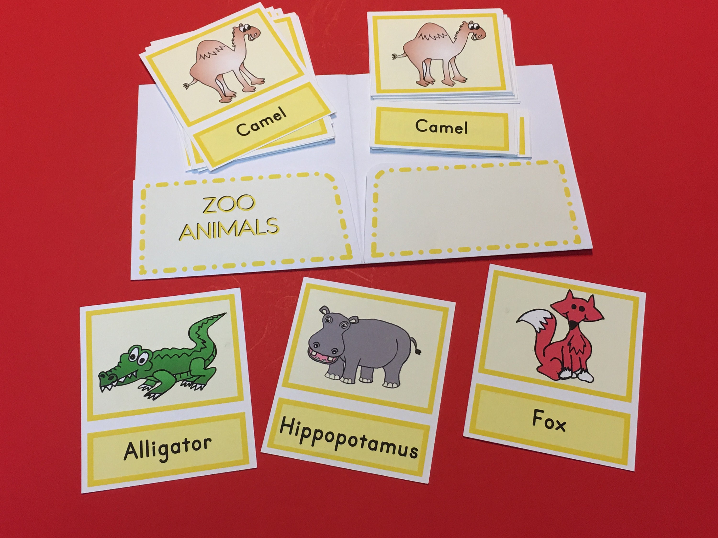 INSTANT DOWNLOAD - Zoo Animals - Three Part Card Set and Folio - Pre ...