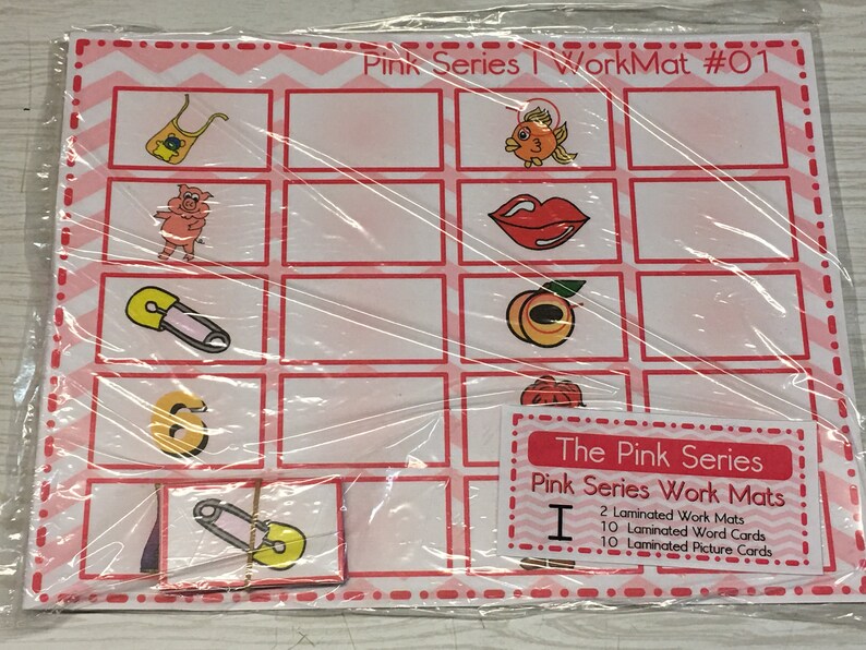 The Pink Series - Vowel I Work Mats (20 Cards-2 Laminated Workmats ...