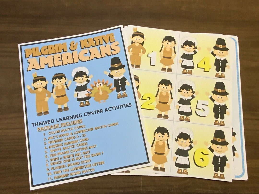 Pilgrims and Native Americans - Themed Activities Package for Learning ...