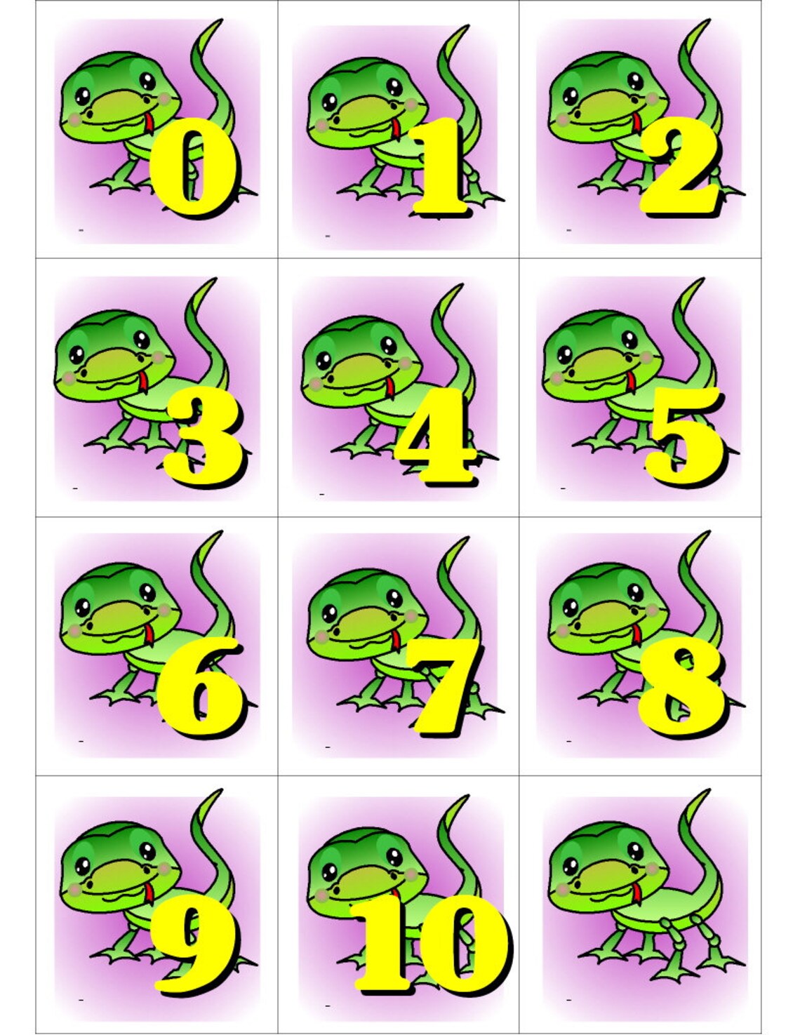 INSTANT DOWNLOAD - Lizard 0-10 Number Cards - Perfect for Preschool ...