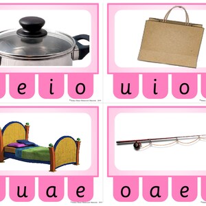 PINK SERIES - Vowel Sounds - Montessori Activity - 48 Clothespin Cards ...
